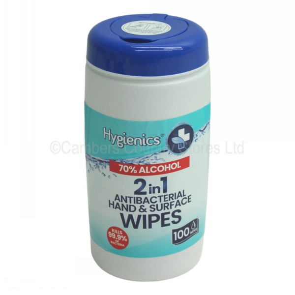 Hygienics Antibacterial Hand & Surface Wipes 100 Pack | Cambers Country ...