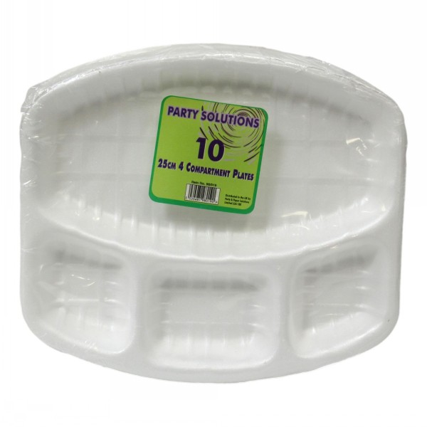 PPS 4 Compartment Poly Plates 25cm 10 Pack | Cambers Country Store
