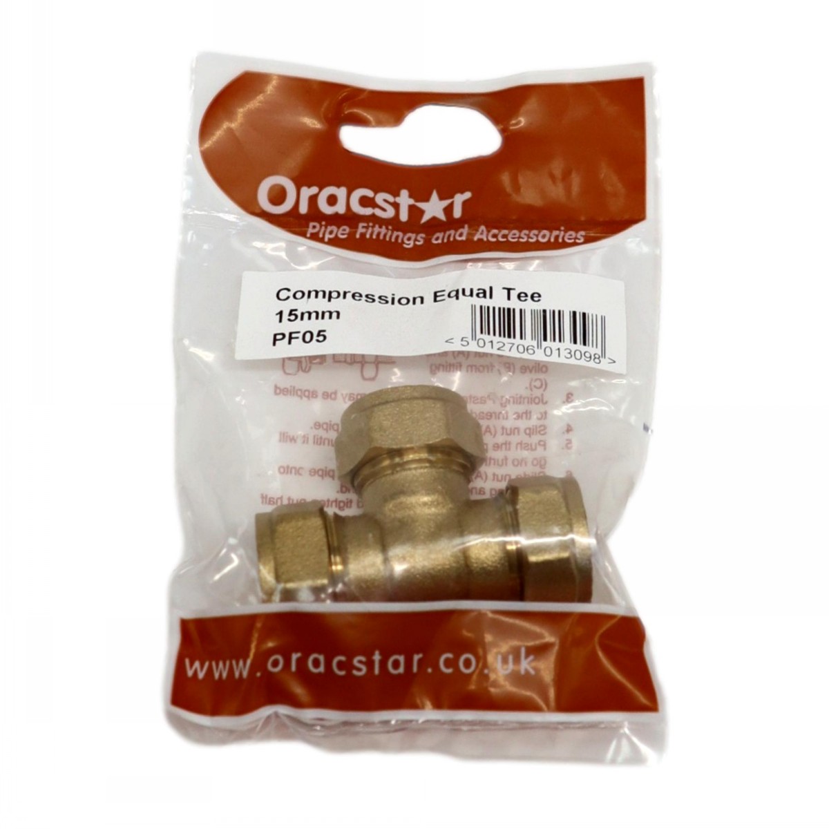 Oracstar Compression Equal Tee 15mm x 15mm | Cambers Country Store
