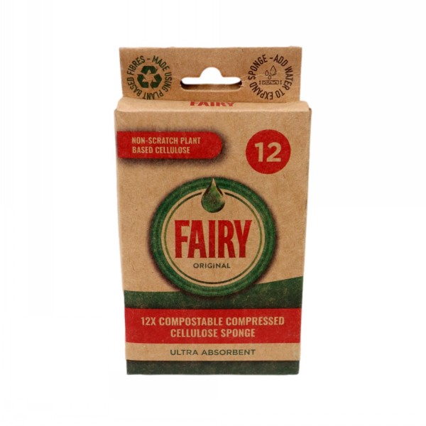 Fairy Compostable Compressed Cellulose Sponge 12 Pack | Cambers Country ...