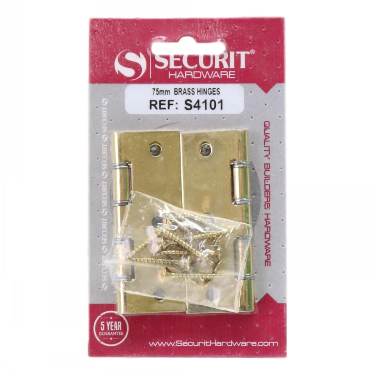 Securit DSW Hinges Polished Brass 75mm 2 Pack | Cambers Country Store