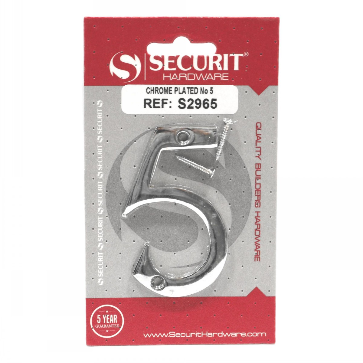 Securit Numeral No.5 Chrome 75mm | Cambers Country Store