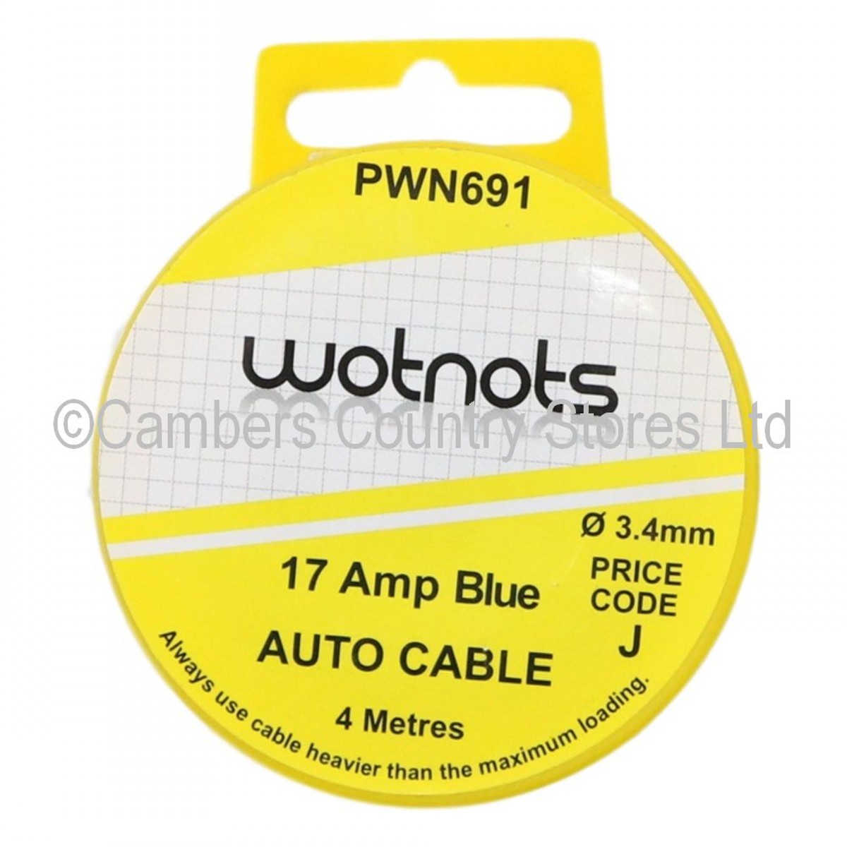 Wotnots Auto Cable 17 Amp Blue 4 Metres | Cambers Country Store
