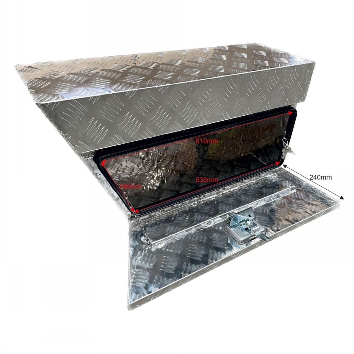 Aluminium Checker Plate Angled Tool Box | Cambers Country Store