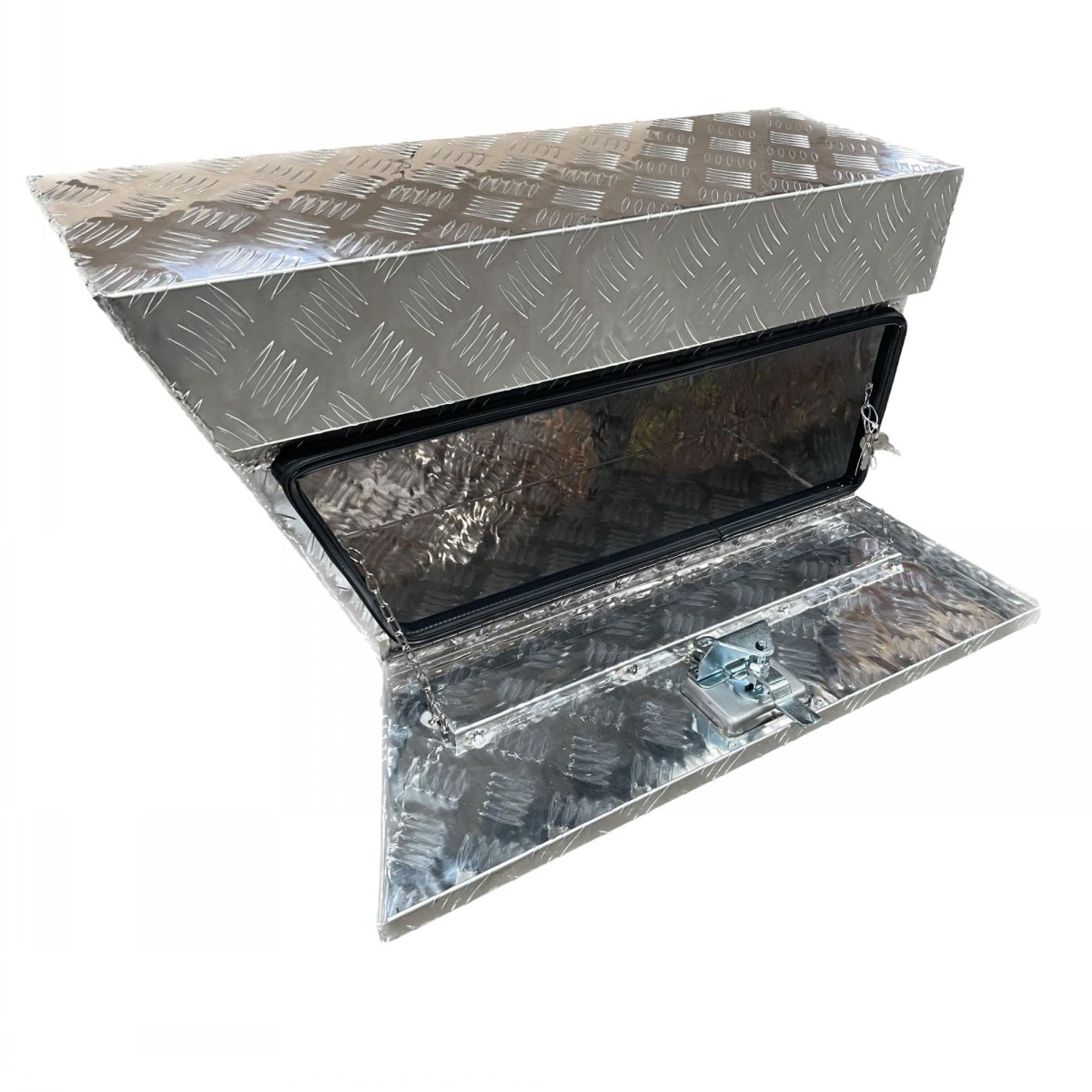 Aluminium Checker Plate Angled Tool Box | Cambers Country Store