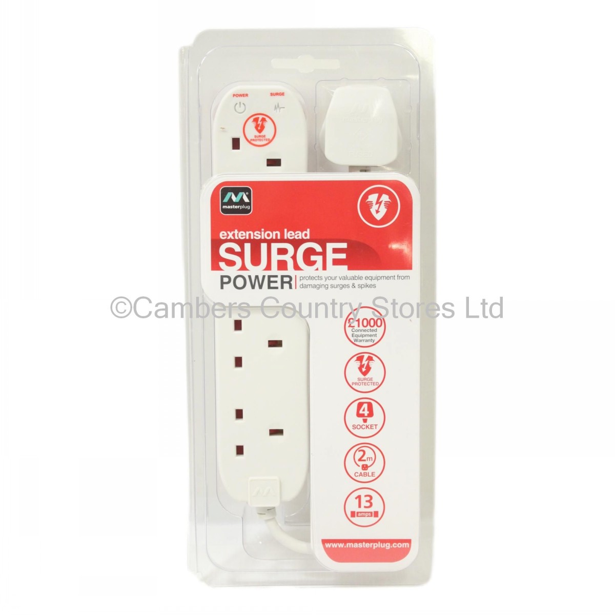 Masterplug Extension Lead 4 Socket Surge Protected | Cambers Country Store