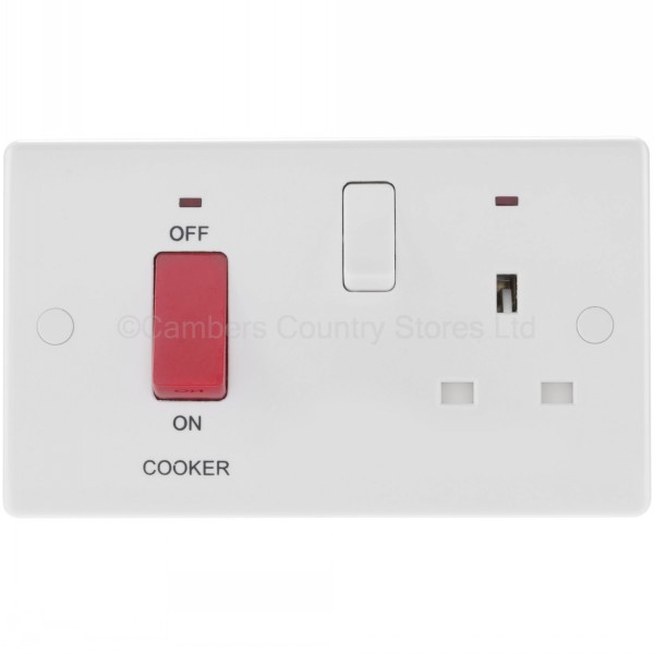 BG Rounded Edge Double Pole Cooker Switch 45A Complete | Cambers ...