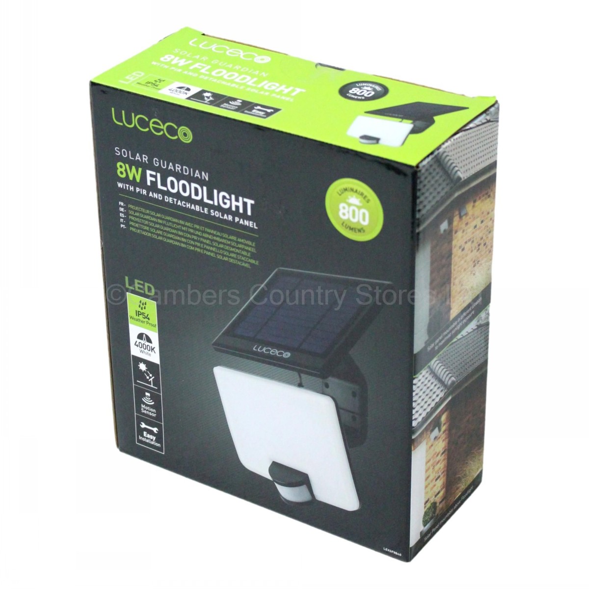 Luceco LED Solar Guardian Floodlight With PIR 8w | Cambers Country Store
