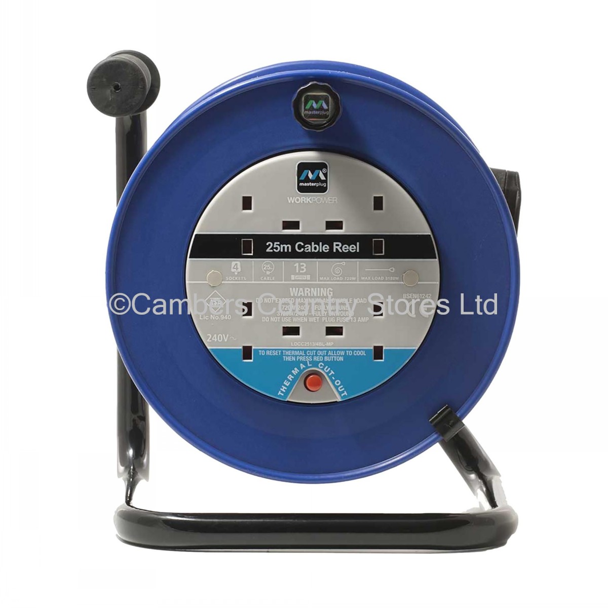 Masterplug Extension Lead Cable Reel 4 Gang 240v 25m | Cambers Country ...