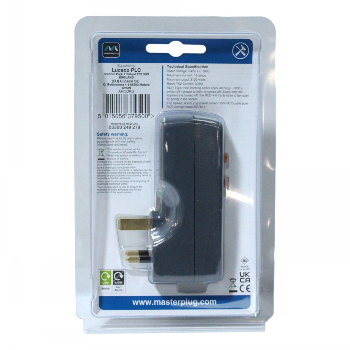 Masterplug RCD Safety Adaptor Plug | Cambers Country Store