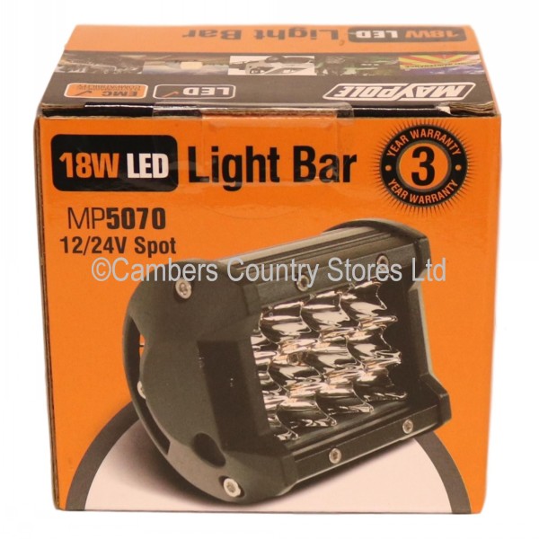 Maypole LED Light Bar 12/24v Spot Light 18w | Cambers Country Store