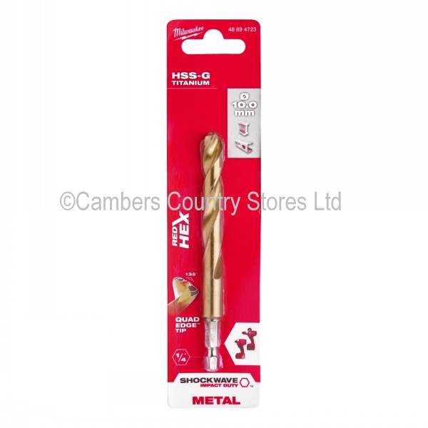 Milwaukee Red Hex Shockwave Drill Bit 10.0 120mm | Cambers Country Store