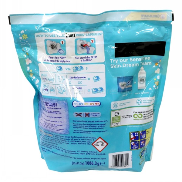 Fairy Non Bio Washing Liquid Pods 51 Wash Pack | Cambers Country Store