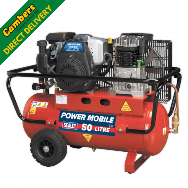Sealey Air Compressor 50L Petrol Engine 4hp | Cambers Country Store