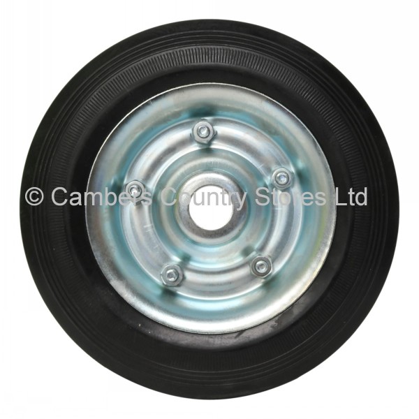 Solid Rubber Wheel Silver Steel Hub 200mm x 40mm | Cambers Country Store