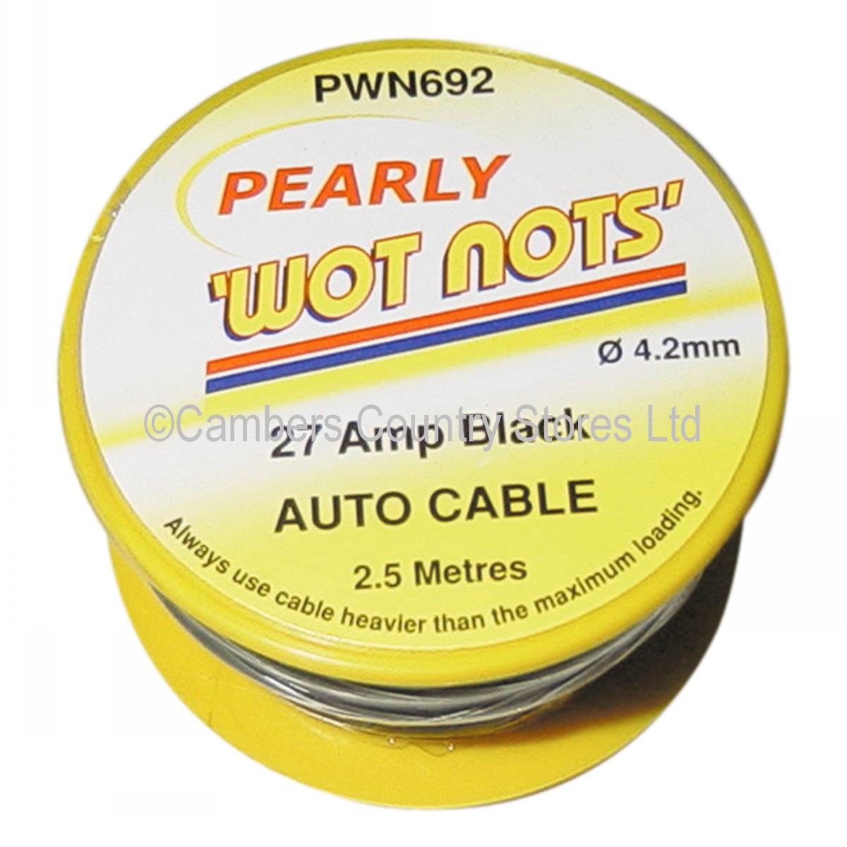 Wotnots Auto Cable 27 Amp Black 2.5 Metres | Cambers Country Store