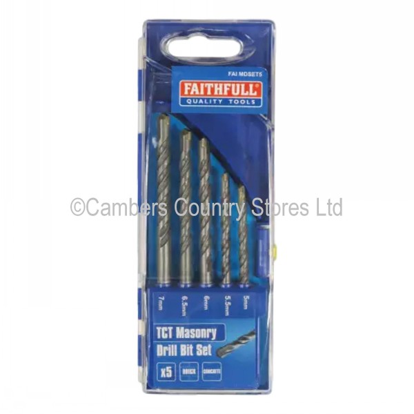 Faithfull Drill Bit Set Masonry 5 Pack 5-7mm | Cambers Country Store