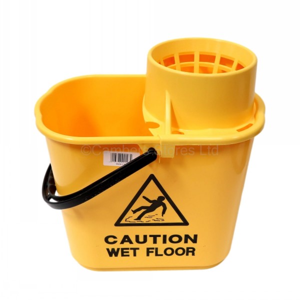 Caution Wet Floor Plastic Mop Bucket 15 Litre | Cambers Country Store