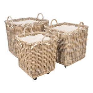 Manor Rattan Log Basket Claridges With Wheels | Cambers Country Store