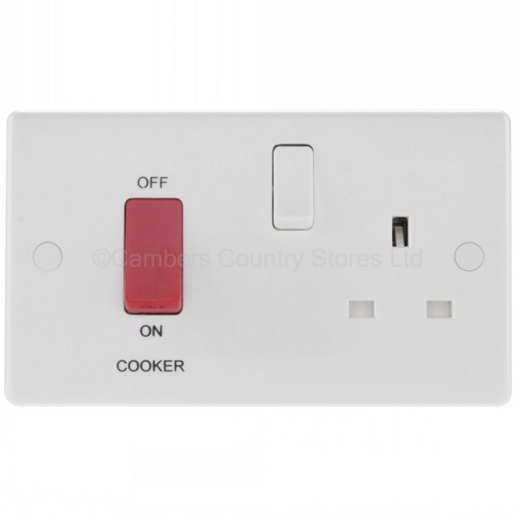 BG Rounded Edge Double Pole Cooker Switch & Socket 45A | Cambers ...