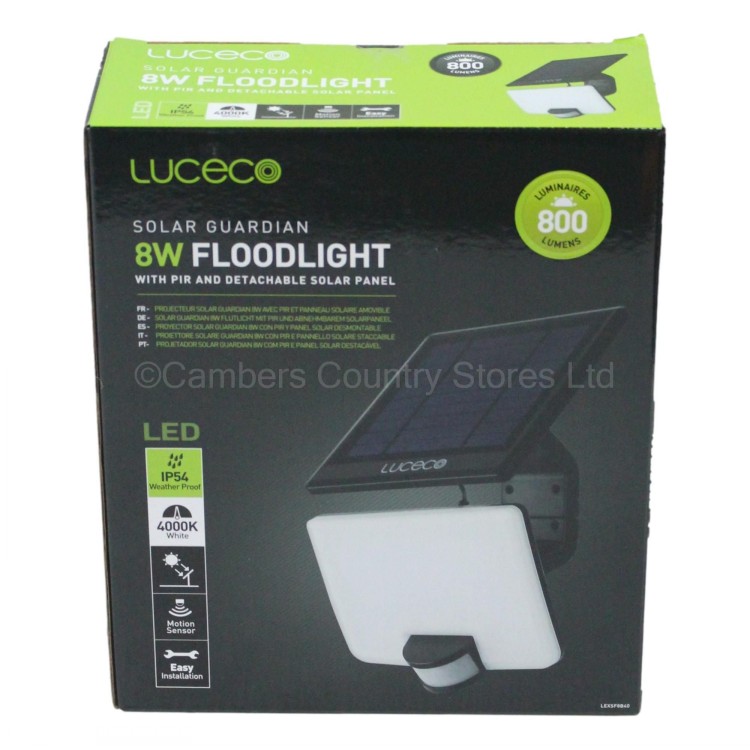 Luceco LED Solar Guardian Floodlight With PIR 8w | Cambers Country Store
