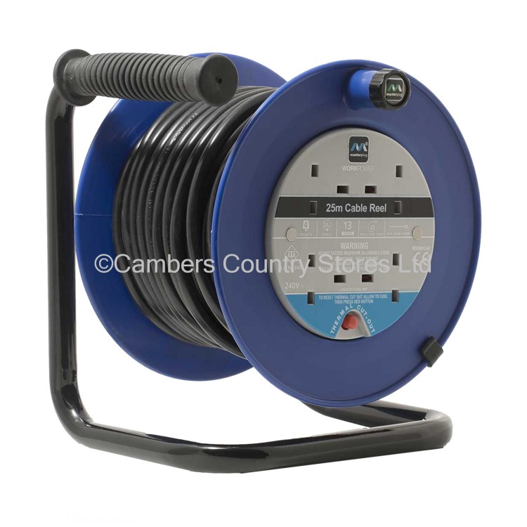 Masterplug Extension Lead Cable Reel 4 Gang 240v 25m | Cambers Country ...