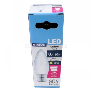 Status LED Light Bulb Candle Large BC 8w/60w | Cambers Country Store